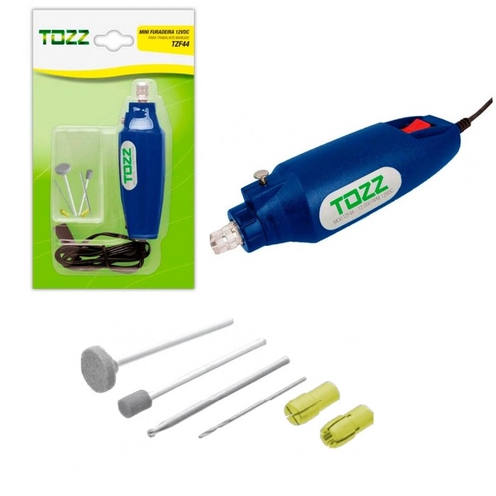 Mini Furadeira Drill 12 Volts + 7 Acessórios Artesanato Tozz | Shopee ...