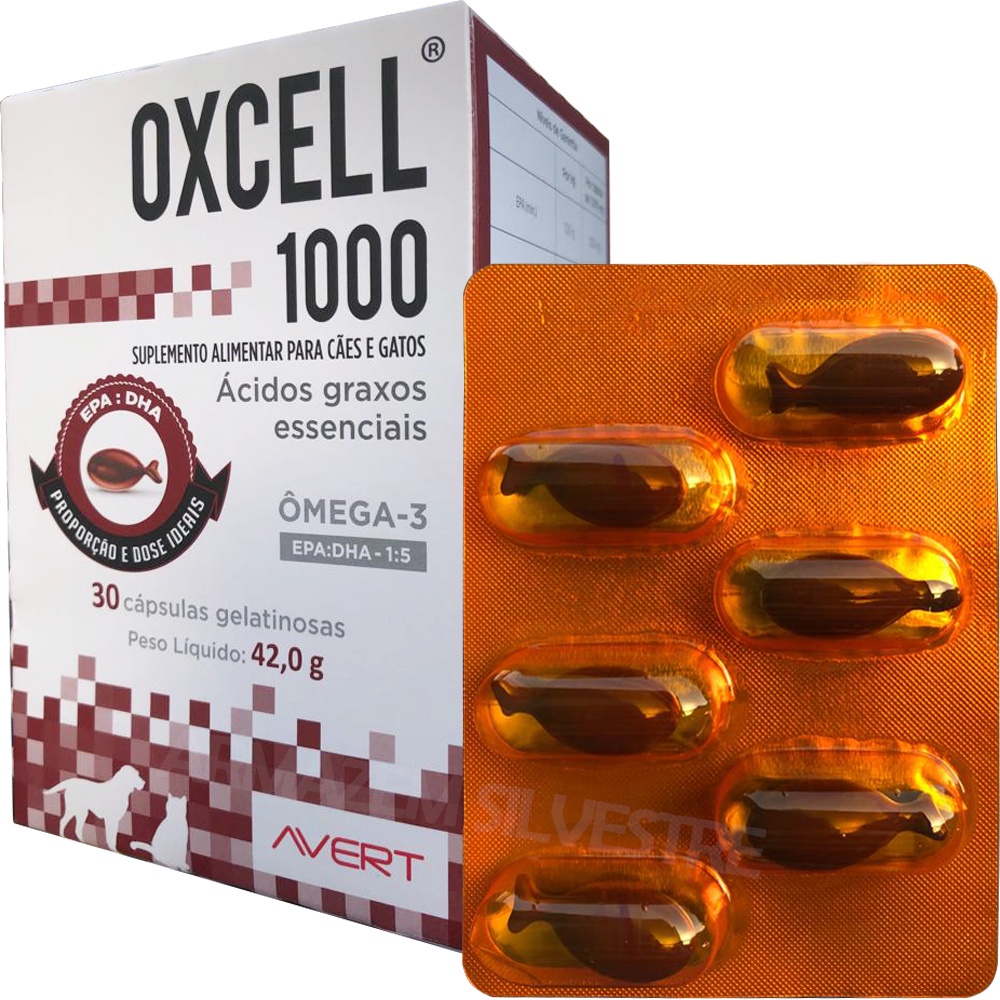 Suplemento Alimentar Oxcell 1000 Mg 30 Cápsulas Epa Dha Ômega 3 Cães ...
