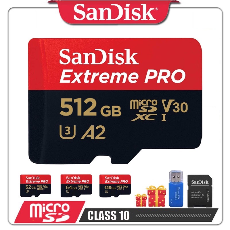 SanDisk Extreme PRO Cartão Micro SD Miniatura 1TB 512G 256GB 128GB 64GB Memória Para Celular ...