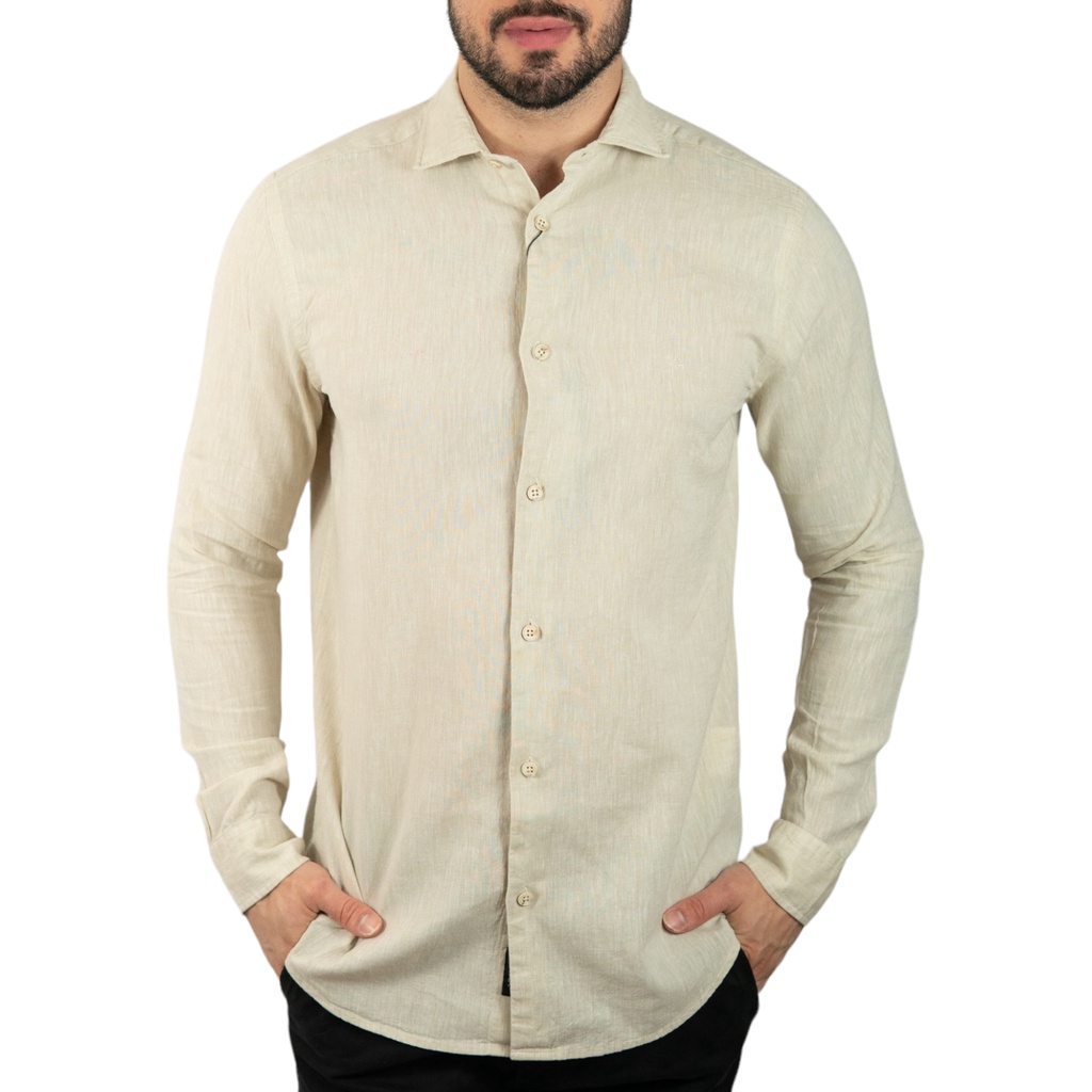 Camisa Linho Areia | Shopee Brasil