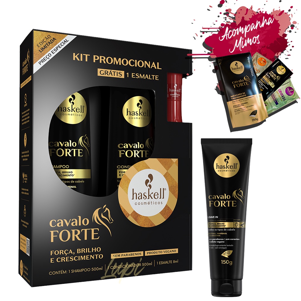 Kit Haskell Cavalo Forte Promopack 500ml + Leave-in 150gr | Shopee Brasil