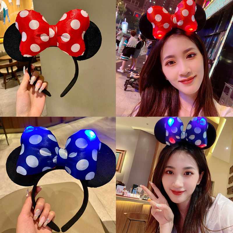 INS Minnie headband/Crianças LED flash headpiece/Mickey Mouse feriado ...