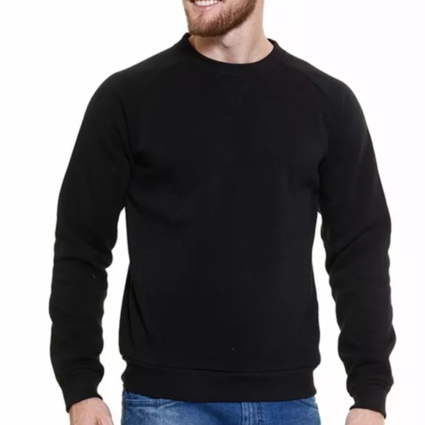 Moletom Sem Estampa Logo Manga Flanelado Gola Redonda Sem Capuz CITY ...