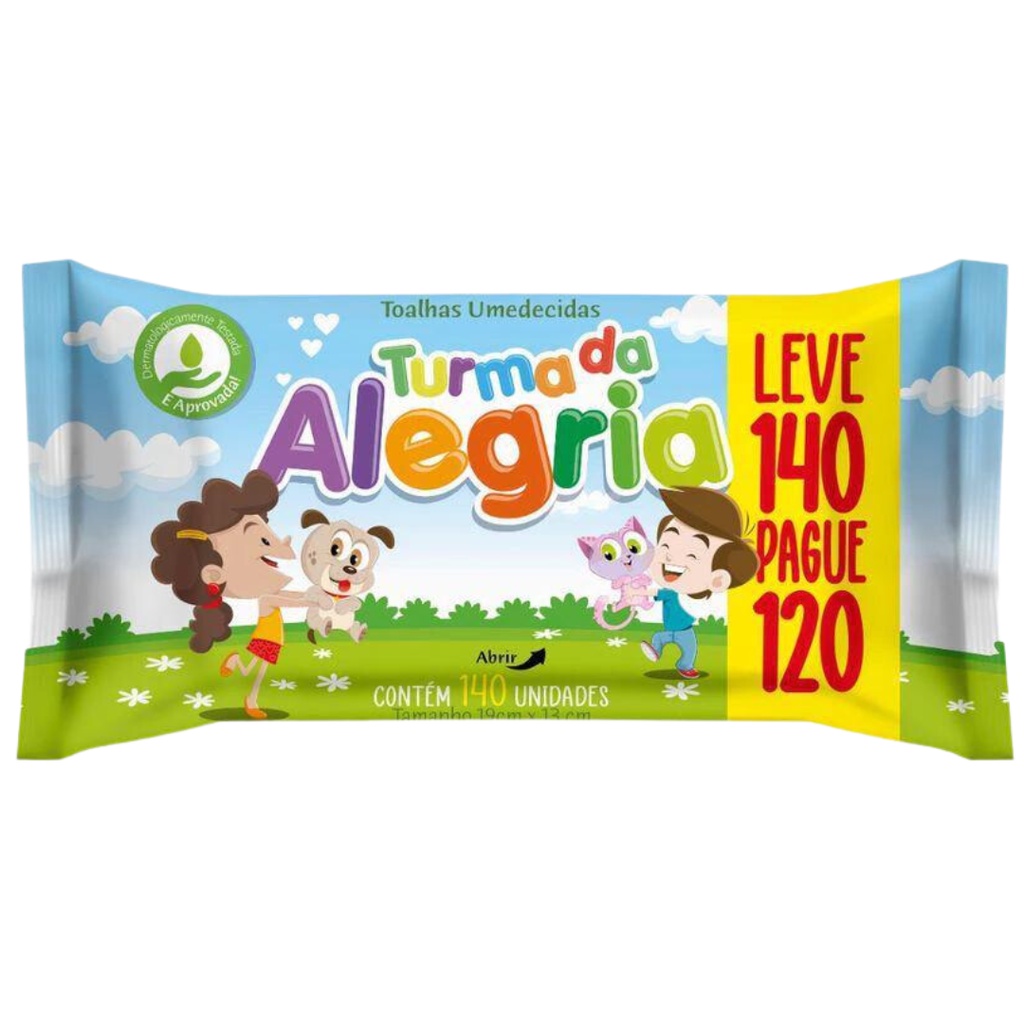 Lencinho/Toalhas Umedecidas Turma da Alegria - 140 Unidades 19cm x 13cm | Shopee Brasil