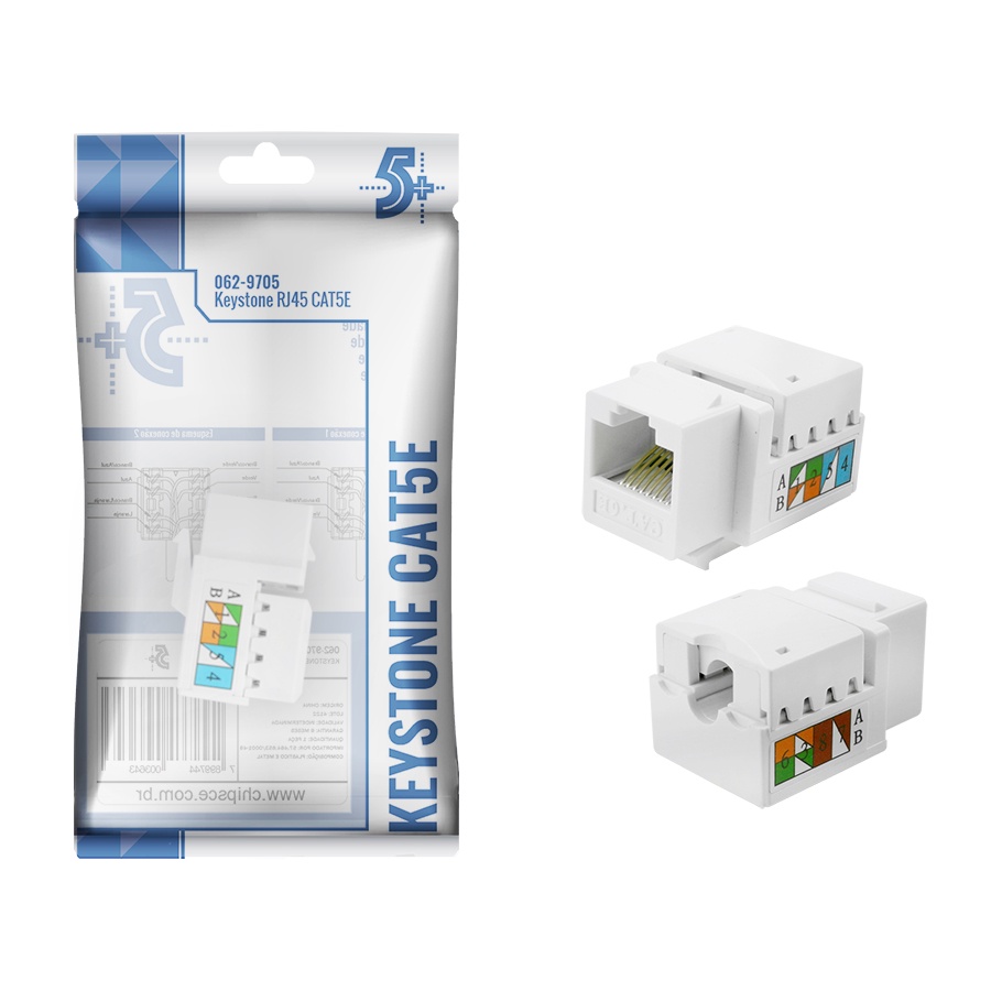 10x Keystone Fêmea Rj45 Cat5e Alta Qualidade - Original 5+ - Faz a Boa!