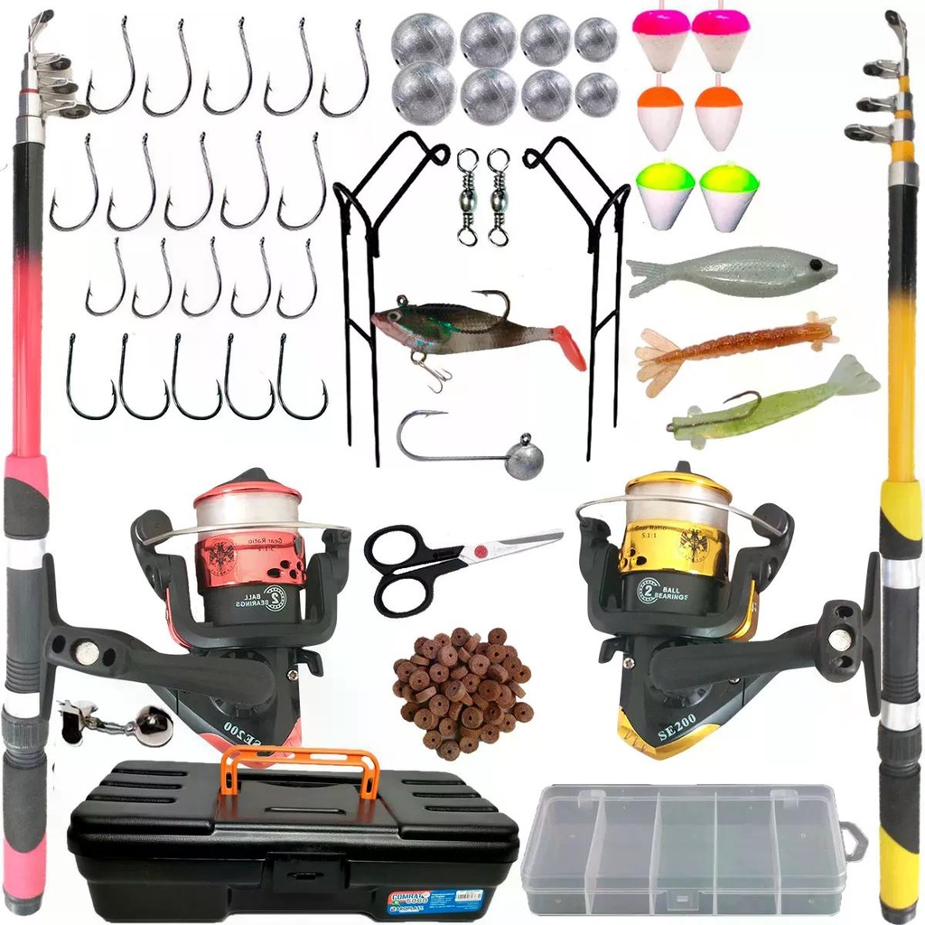Kit Pesca e Aventura Pai e Filho com 2 Varas + 2 Molinete | Shopee Brasil
