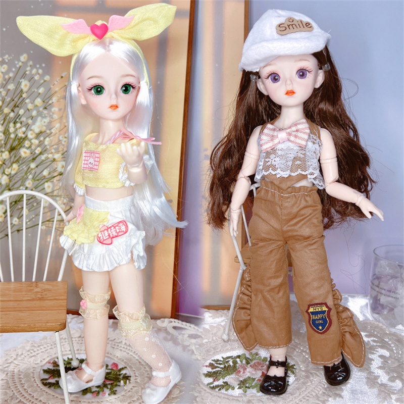 Novo 1/6 30cm BJD Fat Doll Girl Activity Joint Comic Face Set Dress Up ...