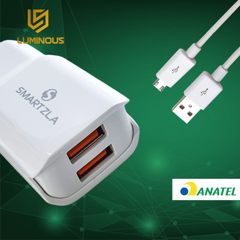 Carregador Celular De Viagem 2.4 A 2 Portas USB Smartzla | Shopee Brasil