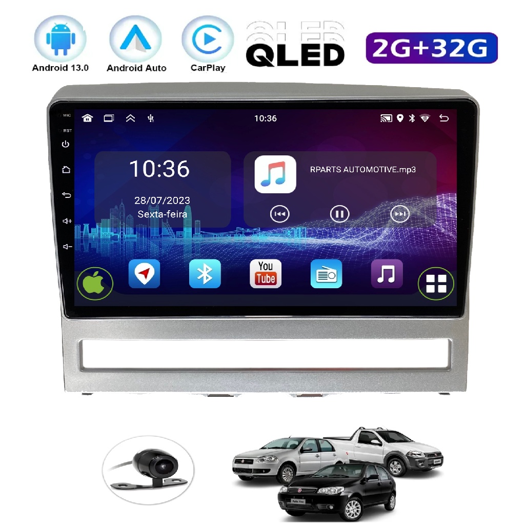 Kit Central Multimidia 9 Polegadas Android Fiat Palio Siena Strada Idea Prata | Shopee Brasil