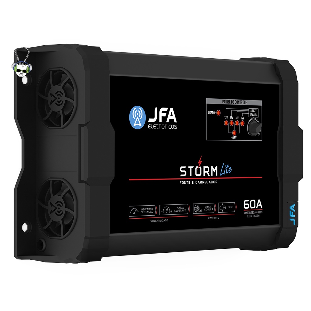 Fonte e Carregador de Bateria Jfa Eletronicos 60a Lite Storm Slim Bivolt 900W | Shopee Brasil