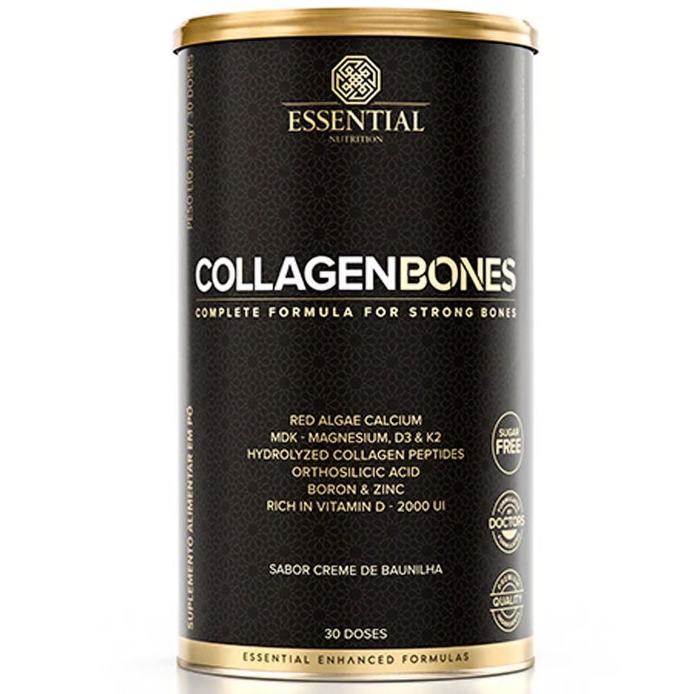 Collagen Bones Essential Nutrition - 400mg CÁLCIO MARINHO - ( Lata 30 ...