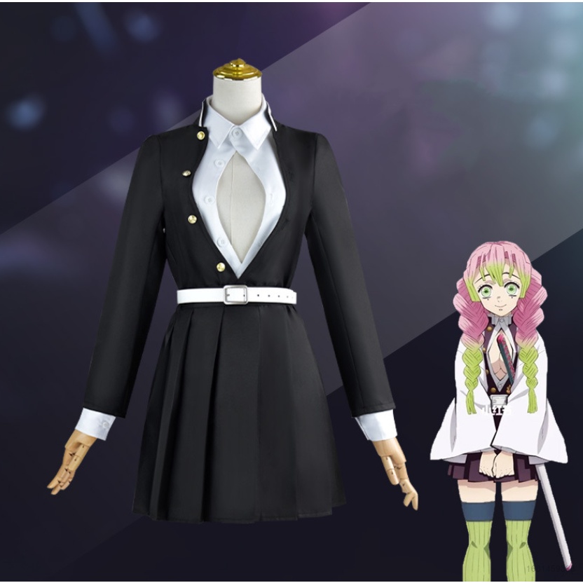 Fash Demon Slayer Kanroji Mitsuri Cosplay Vestido Uniforme Manto Kimono ...