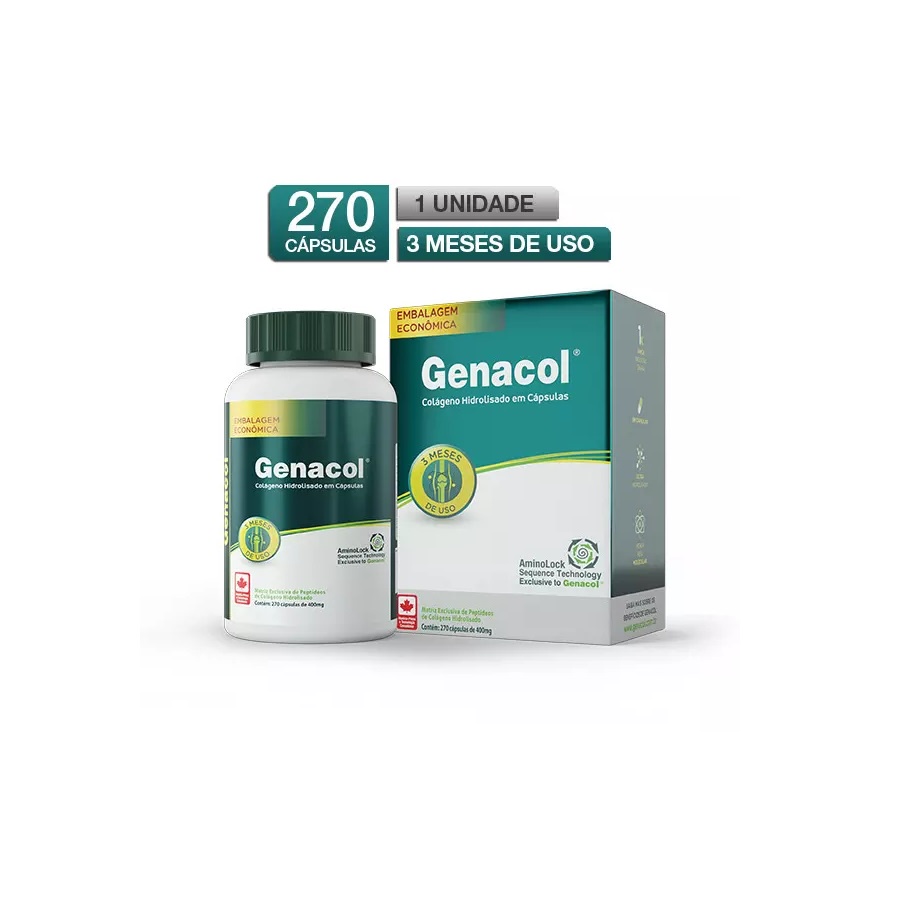 Colágeno Genacol Hidrolisado em Cápsulas 400mg 270 Cápsulas | Shopee Brasil