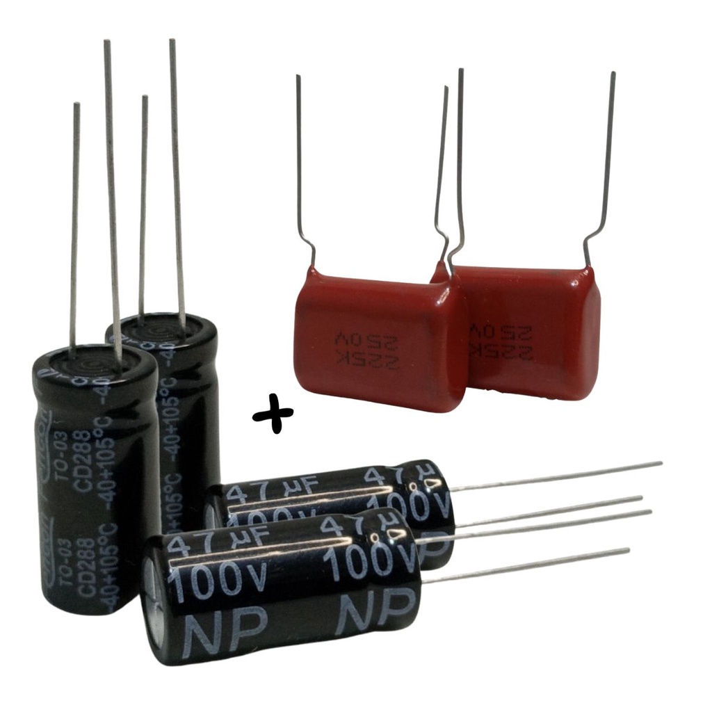 Kit 4 Capacitor Bipolar 47uf 100v Driver Corneta + 2 Capacitor Super ...