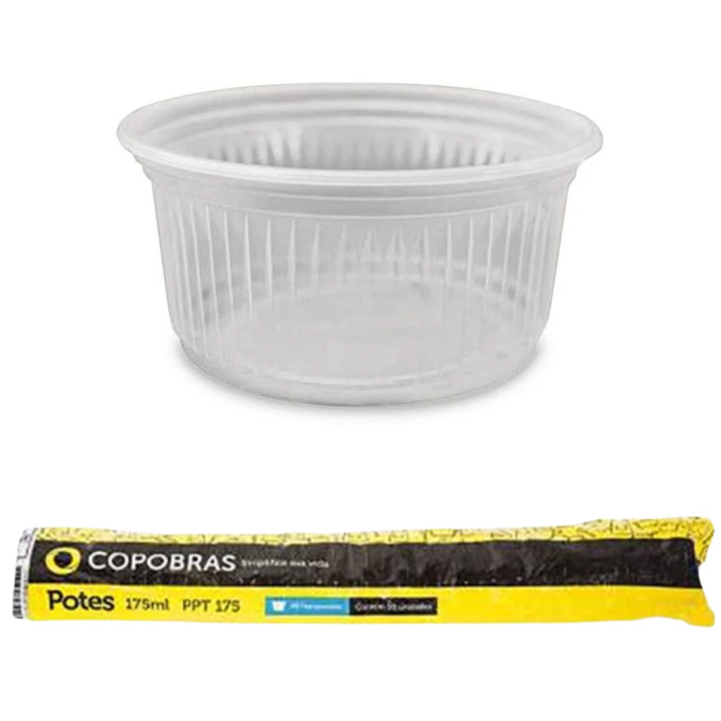Pote Plástico Transparente PTT-175 PS Copobras 175ml Descartável Para ...