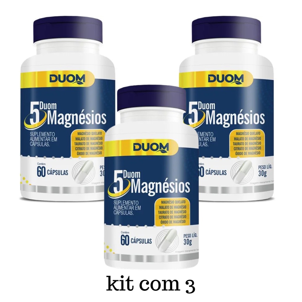 Kit C3 Suplemento Alimentar Magnésio 5 Com 60 caps – Duom | Shopee Brasil