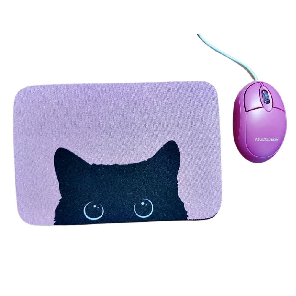 Combo Mouse Rosa + Mouse Pad Gato Rosto | Shopee Brasil
