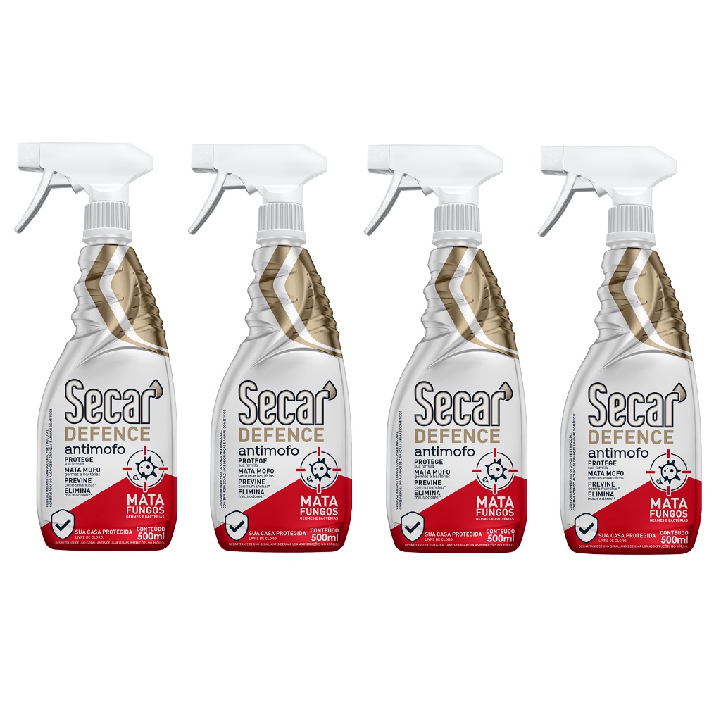 Spray Anti Mofo Secar Defense 4un x 500ml | Shopee Brasil