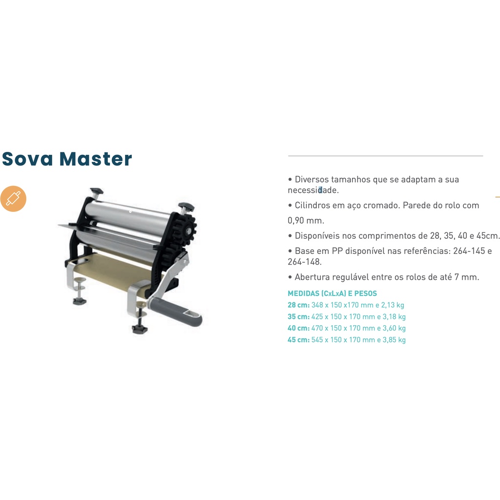 Cilindro De Massas Manual Sova Master Cromado 40cm Anodilar | Shopee Brasil