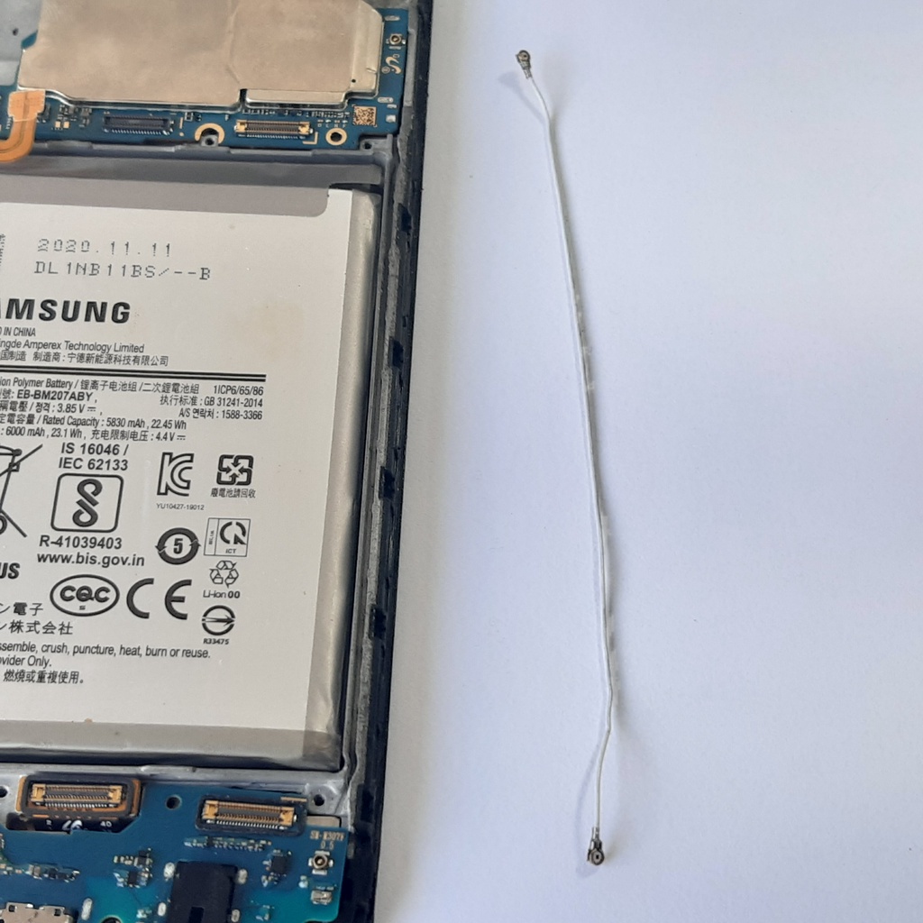 Cabo antena coaxial M21s Original Samsung SM-F415F/DS sinal rede fex ...