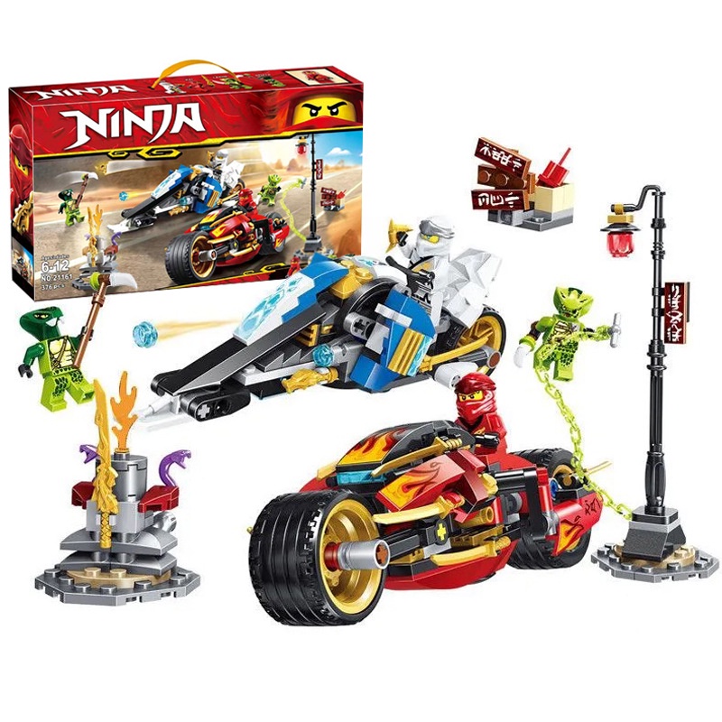 MOC Ninjago Série Kai's Blade Cycle & Zane's Snowmobile Building Blocks ...