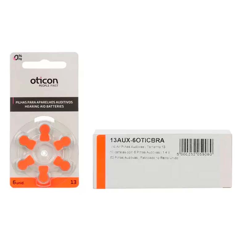 Pilha Aparelho Auditivo 13 Pr48 Oticon - 5 Cartelas (30 Baterias) | Shopee Brasil
