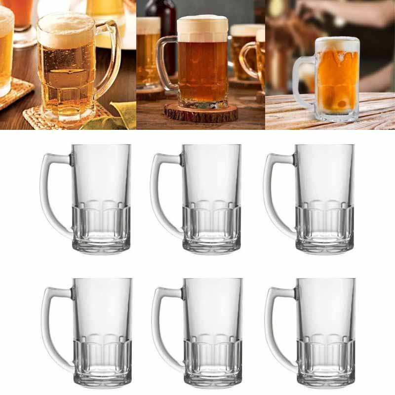Jogo De 6 Canecas Para Chopp Cerveja 340ml Vidro Jade Original Line | Shopee Brasil
