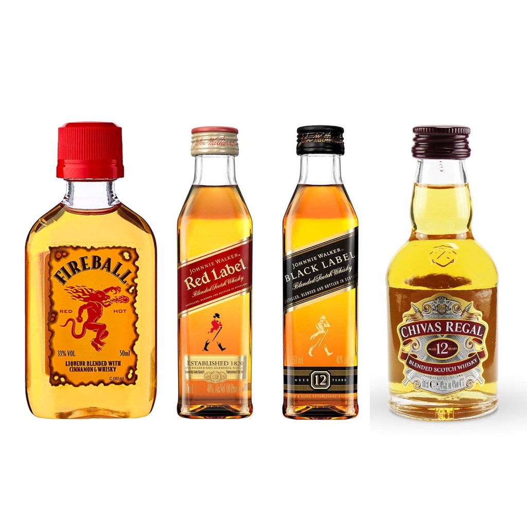 4 Miniaturas FireBall Red Label Black Label Chivas 50ml | Shopee Brasil