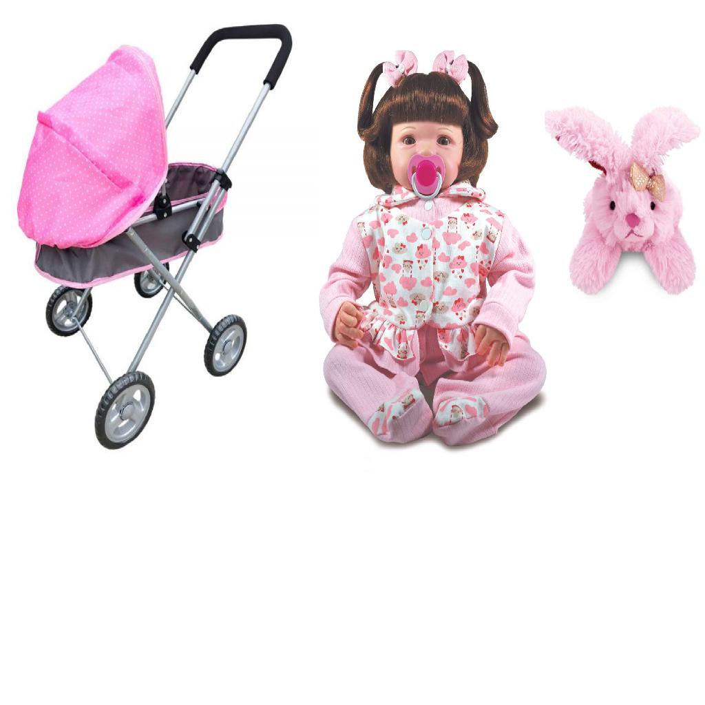 Kit Bebe Reborn Boneca Carrinho Coelha e Certidao Realista | Shopee Brasil
