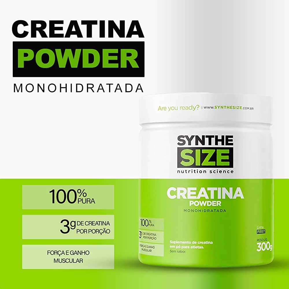 Creatina Monohidratada 100% Pura Powder 300g Synthesize - Matéria Prima ...