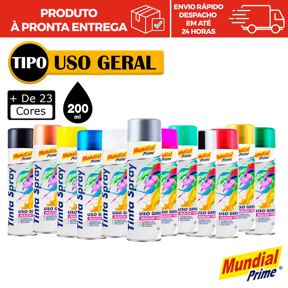 Tinta Spray Mundial Prime 200ml Diversas Cores e Tipos | Shopee Brasil