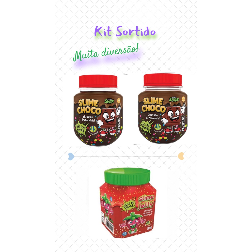 Kit Com 3 Slime Jelly Morango E Slime Choco Dtc | Shopee Brasil