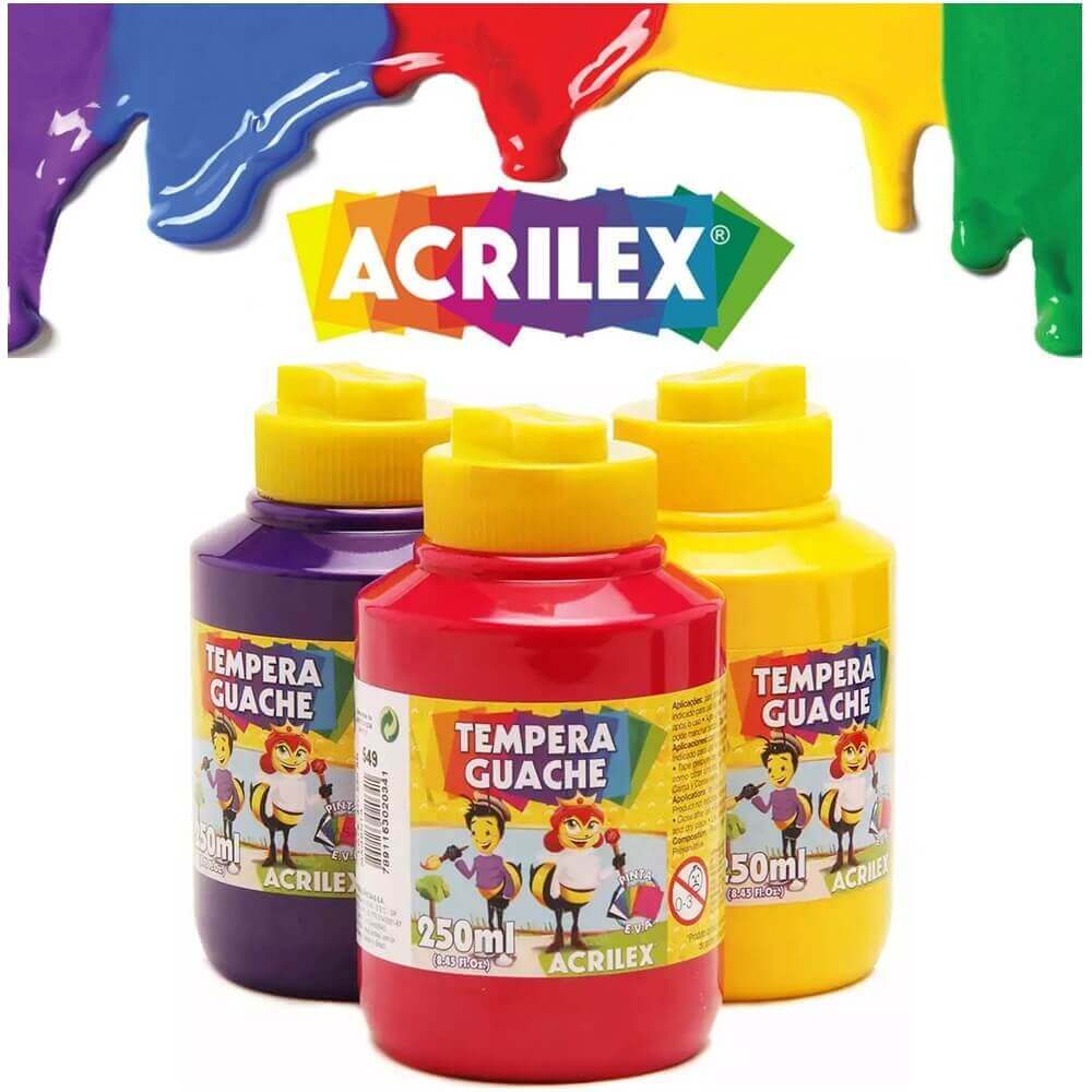 Tempera Tinta Guache 250ml (Unidade) Acrilex | Shopee Brasil