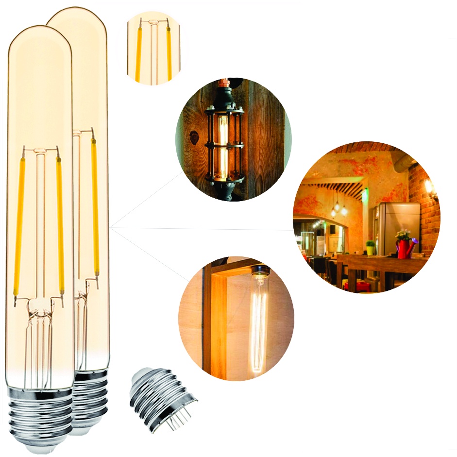 Kit 2 Lâmpadas Filamento De Led Bulbo T30 4W Ambar 2200k Bivolt Soquete ...