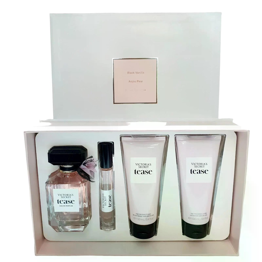 KIT PERFUME VICTORIAS SECRET TEASE 100ML + MINI 7ML + BODY WASH 100ML ...