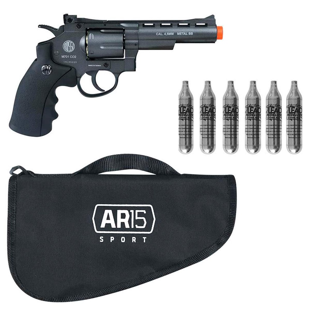 Revolver Pressao 4.5 Co2 Rossi 701 Wingun Metal com Capa Acolchoada ...