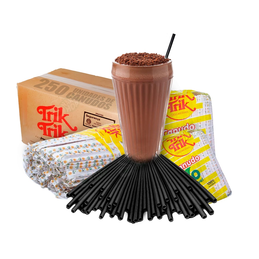 Pacote Canudo Preto Biodegradável 250un Embalados Individualmente 6mm ...