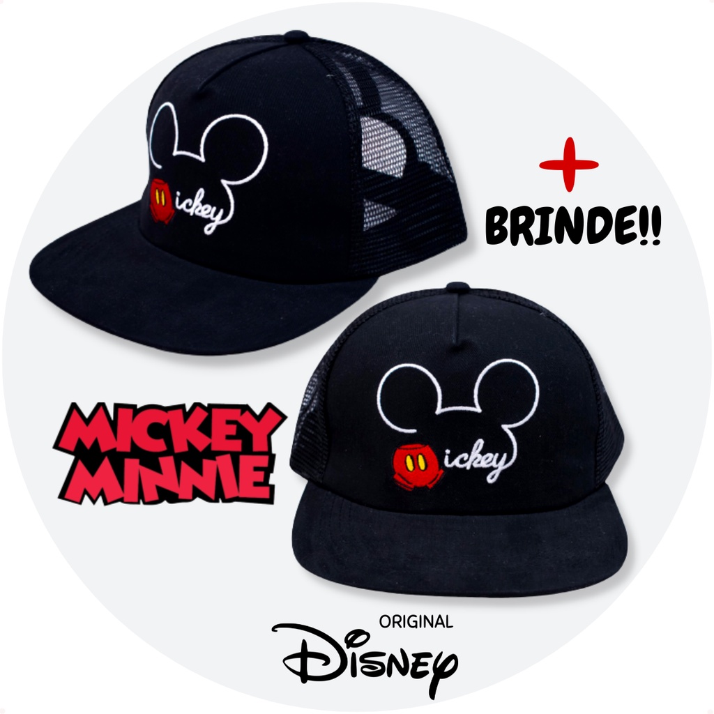 Bone Chapeu Mickey Preto Aba Reta Original Disney Adulto Infantil ...