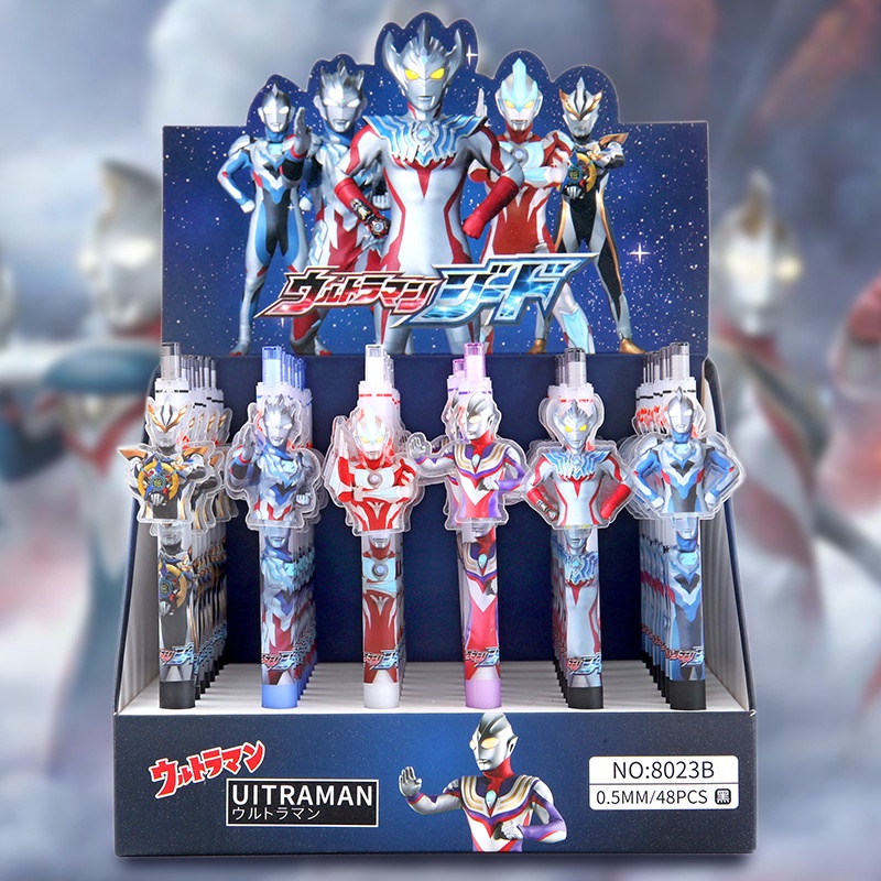 Novo Desenho Animado Ultraman Press Pen Anime Black Student Stationery ...