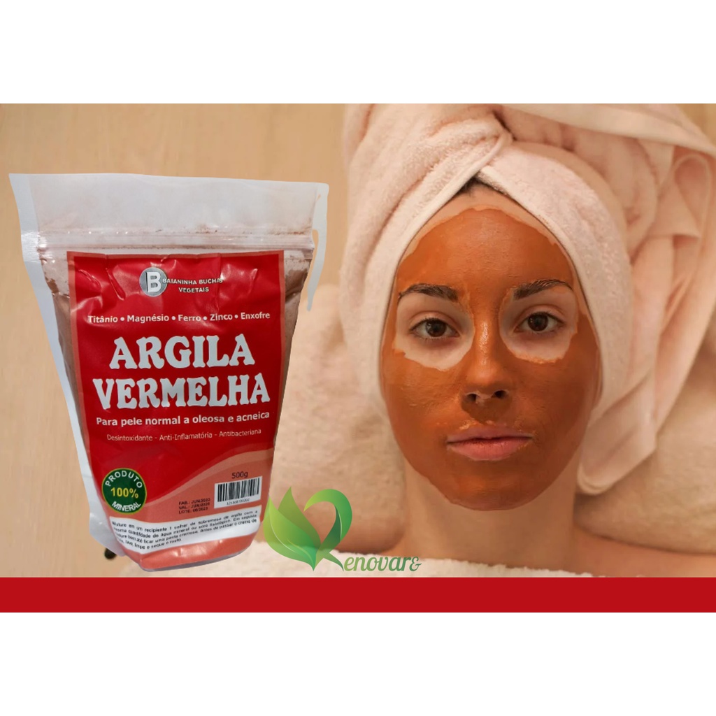Argila VERMELHA 500G - Revitalizante e antisséptico - Natural | Shopee ...