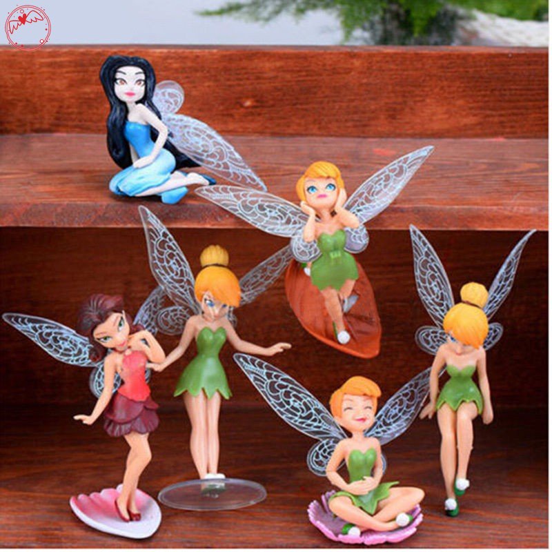 6 Peças Jogo Boneco De Ação De Pvc Tinkerbell Tinker Bell Fada Dge
