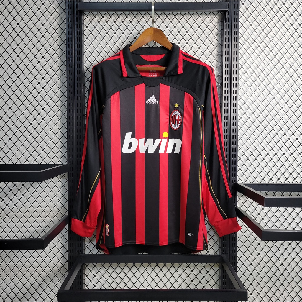 06-07 Camiseta De Futebol Retro Soccer Jersey AC MILAN I KAKA RONALDO Clássico Vermelho/Preto De ...