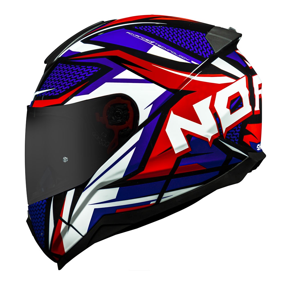 Capacete Norisk Razor Sharp Azul Vermelho e Branco | Shopee Brasil