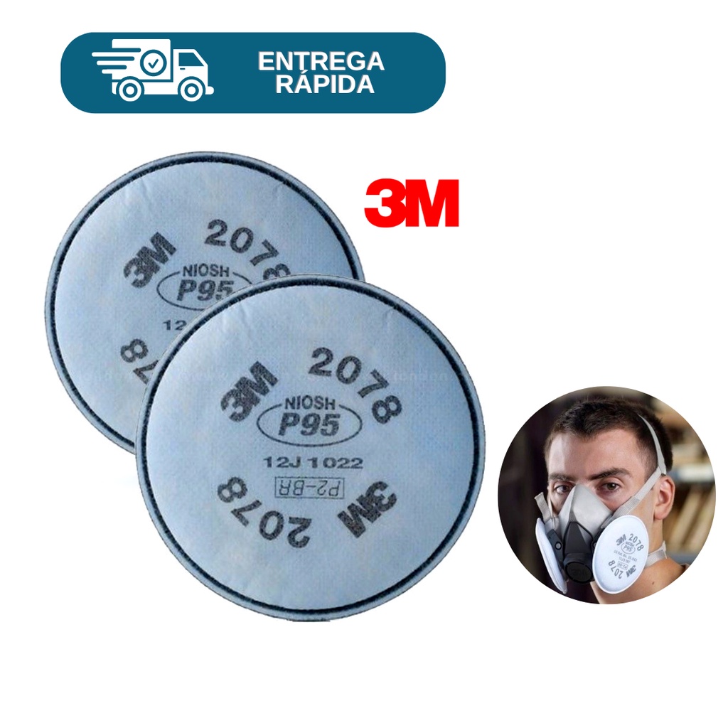Kit 1 Par Filtro Particulados 3M 2078 P95 Pff2 Para Respiradores 3M ...