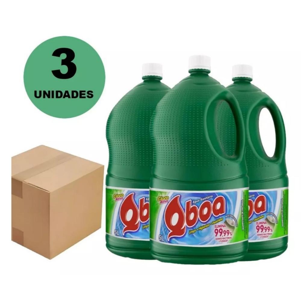 Caixa Fechada Com 3 Unidades de Água Sanitaria Qboa 5 Litros | Shopee ...