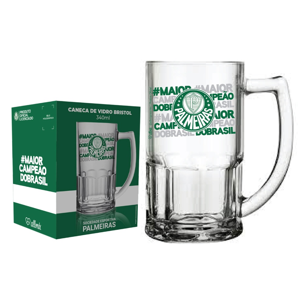 Caneca De Cerveja Chopp Vidro Palmeiras Palestra Porco 340Ml | Shopee Brasil