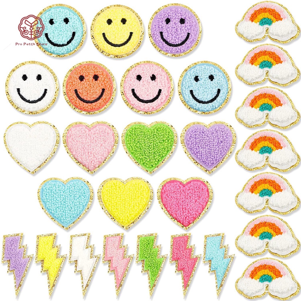 Pro Patch Store Smiley Face Chenille Rainbow Patches Para Bordar ...