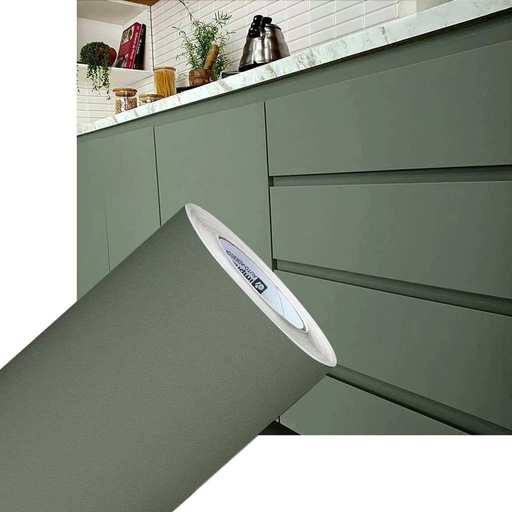 Adesivo Vinil Jateado Opaco Verde Musgo Decoração Móveis 3m | Shopee Brasil