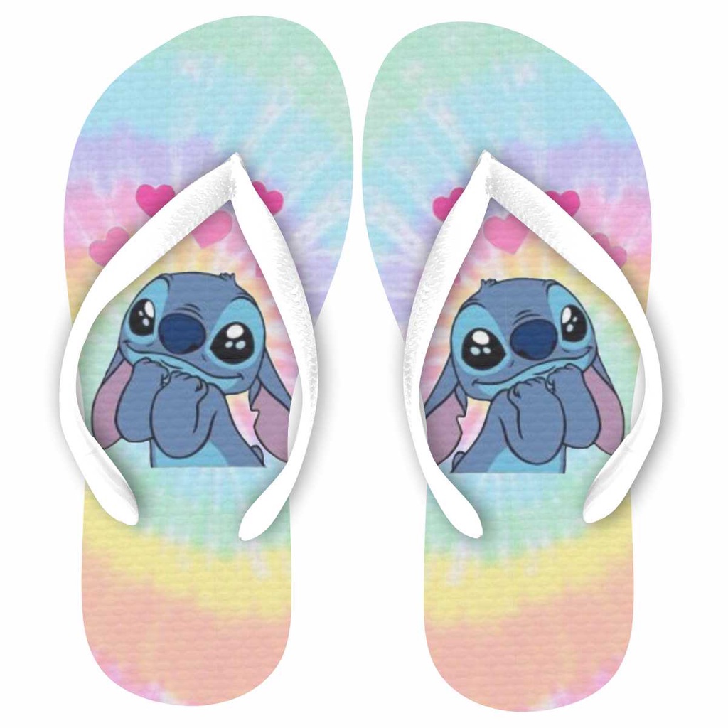 Stitch e Lilo Chinelo Tema Estiche Stich Tie dye candy color. Presente ...