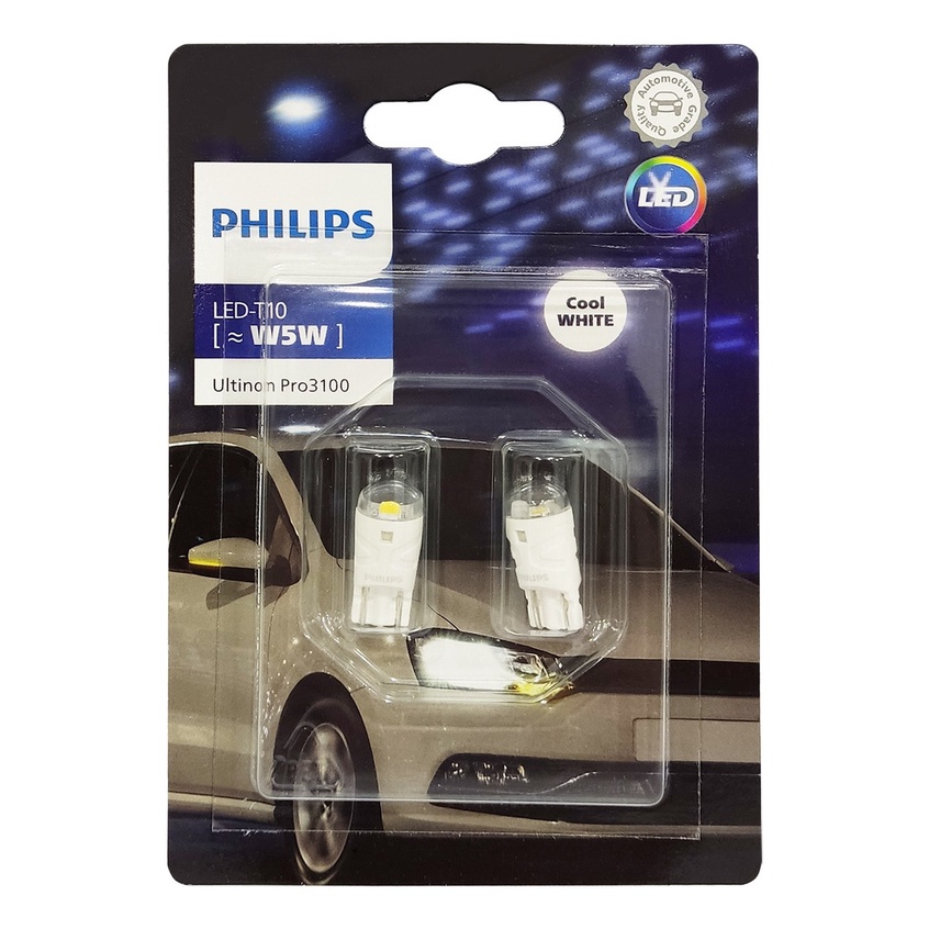 PAR DE LÂMPADAS PHILIPS ULTINON T10 LED W5W PRO3100 6.500K | Shopee Brasil